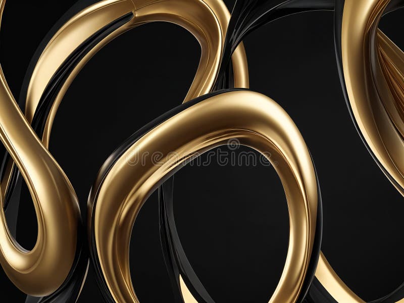 3d Render Curvaceous Forms that Evoke a Sense of Movement, Black and ...
