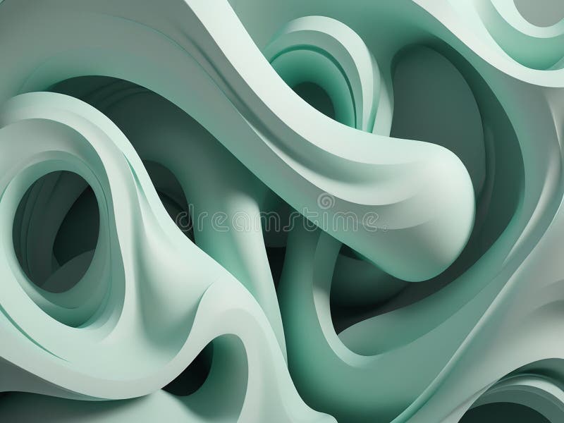 3d Render Curvaceous Forms that Evoke a Sense of Movement, Mint Green ...