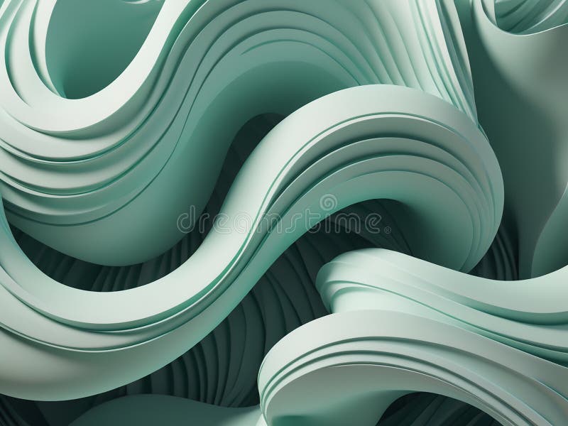 3d Render Curvaceous Forms that Evoke a Sense of Movement, Mint Green ...