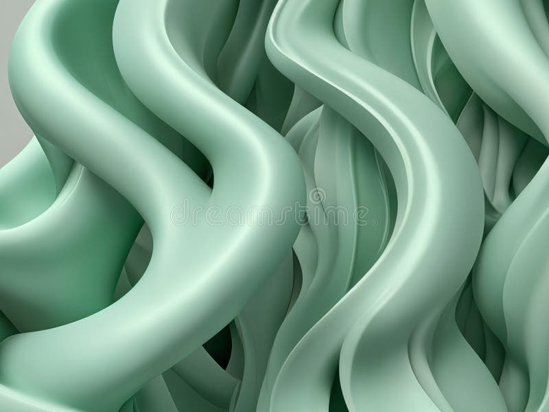 3d Render Curvaceous Forms that Evoke a Sense of Movement, Mint Green ...