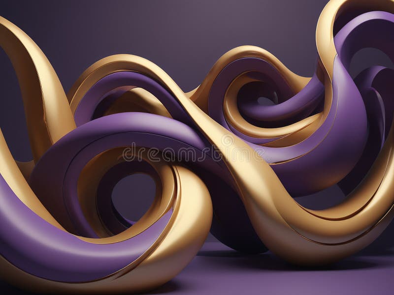 3d Render Curvaceous Forms that Evoke a Sense of Movement, Purple and ...