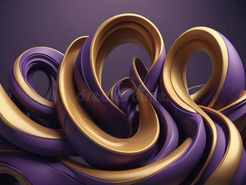3d Render Curvaceous Forms that Evoke a Sense of Movement, Purple and ...