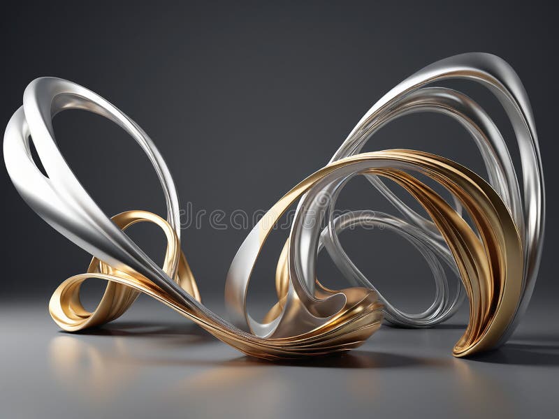 3d Render Curvaceous Forms that Evoke a Sense of Movement, Silver and ...