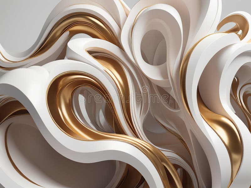 3d Render Curvaceous Forms that Evoke a Sense of Movement, White and ...