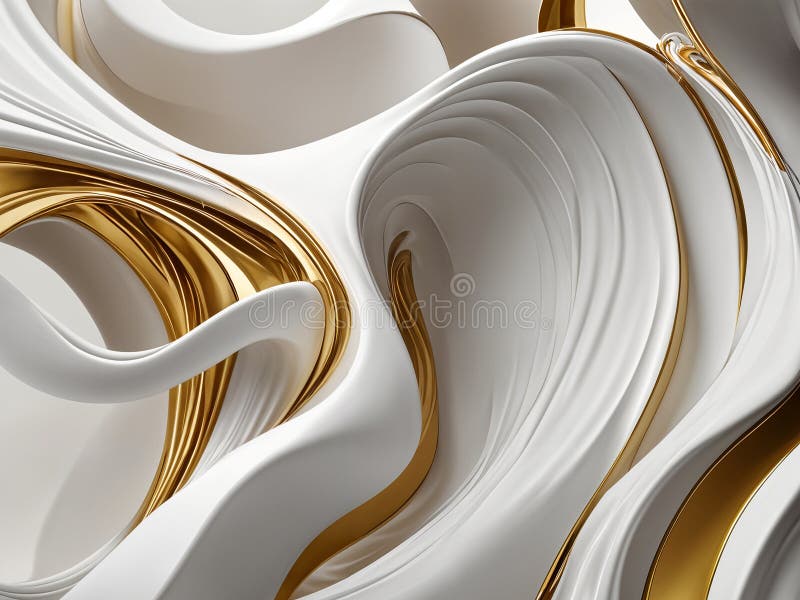 3d Render Curvaceous Forms that Evoke a Sense of Movement, White and ...