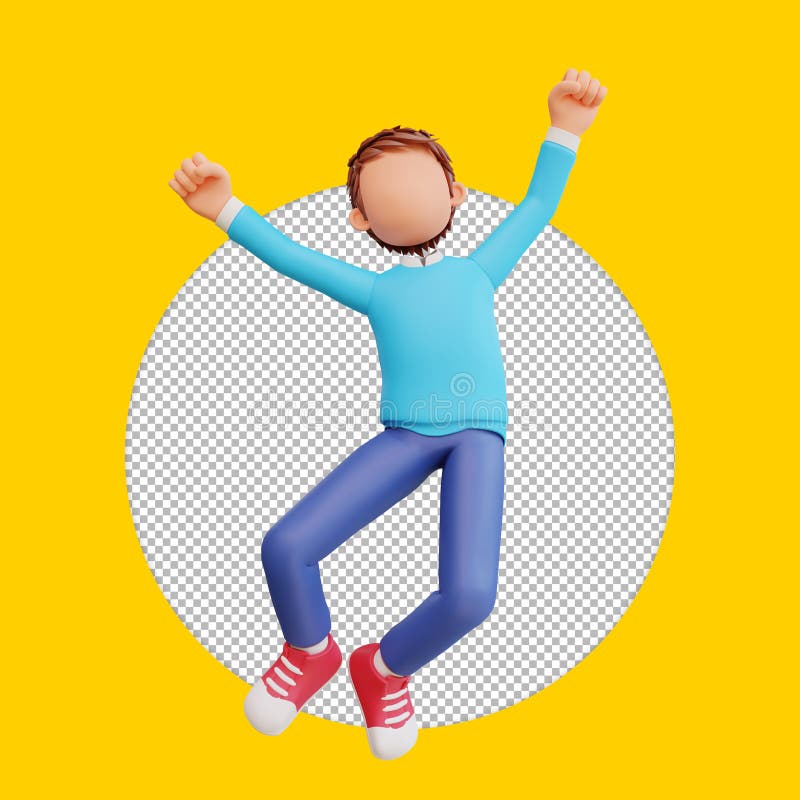3d Render Cute Boy Happy Jump Stock Photo - Illustration of logo ...