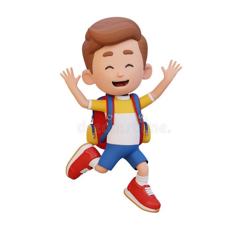 3D Cute Boy in Jumping Pose Stock Photo - Illustration of creativity ...