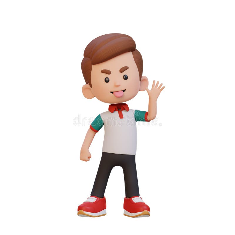 3D cute boy make fun of stock image. Illustration of drawing - 321396573