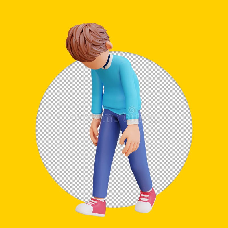 3d Render Cute Boy Walk Limp Stock Photo - Illustration of diagram ...