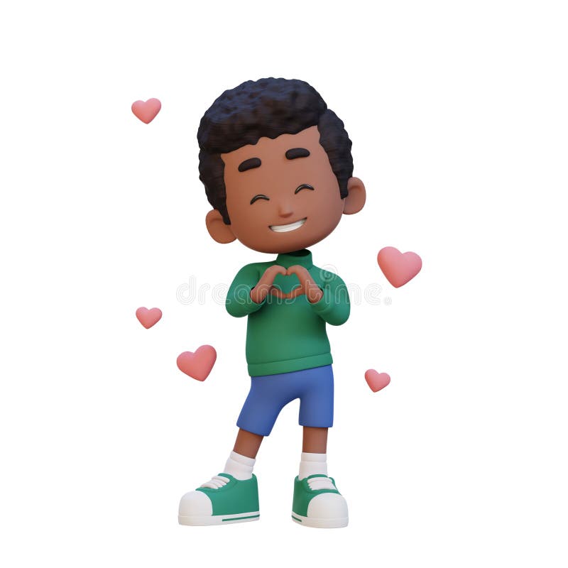 3D Cute Kid Character in Love Stock Image - Illustration of sweet ...