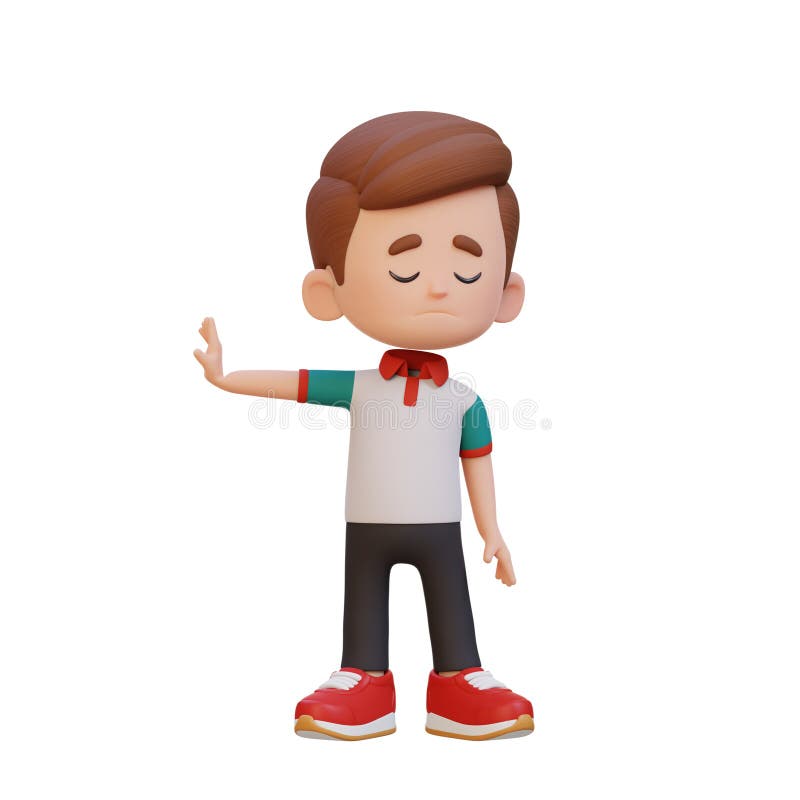 3D Cute Kid Character Rejection Pose Stock Photo - Illustration of ...