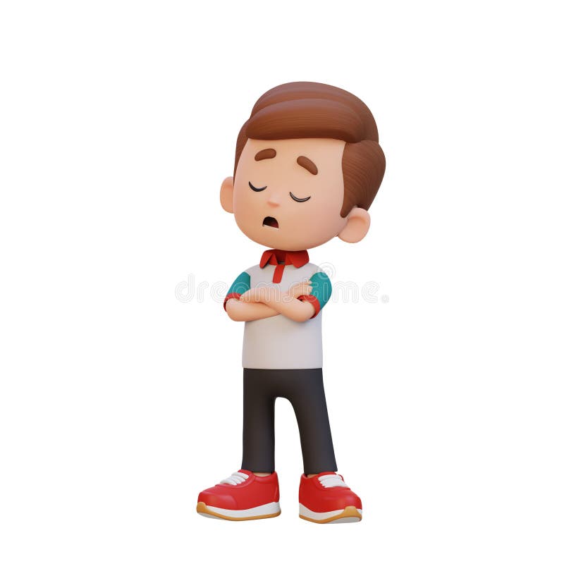 3D Cute Kid Character Rejection Pose Stock Image - Illustration of ...