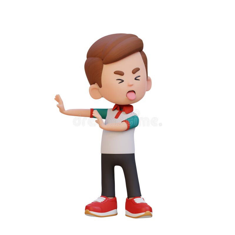 3D Cute Kid Character Rejection Pose Stock Photo - Illustration of ...