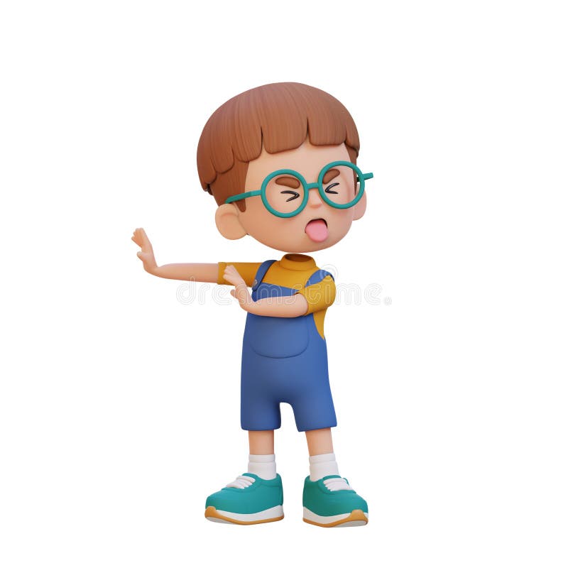 3D Cute Kid Character Rejection Pose Stock Image - Illustration of ...