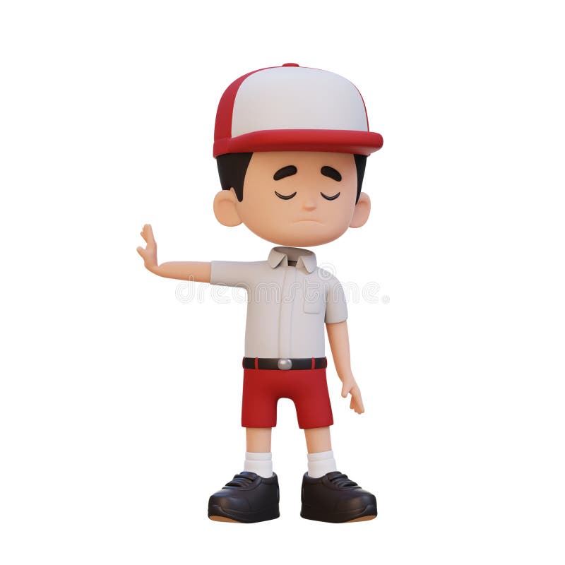 3D Cute Kid Character Rejection Pose Stock Photo - Illustration of deny ...
