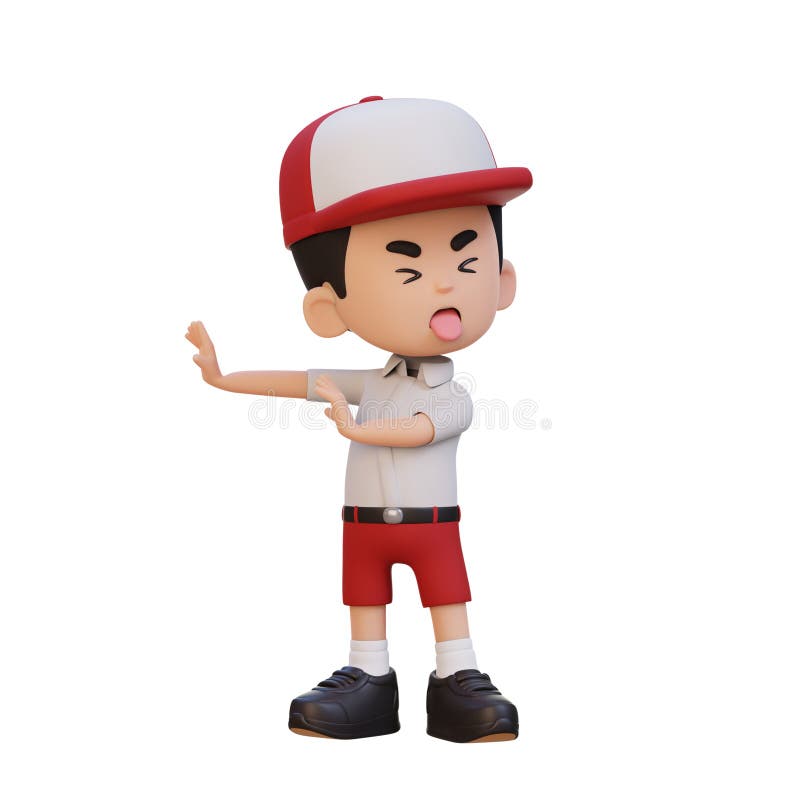 3D Cute Kid Character Rejection Pose Stock Photo - Illustration of sign ...