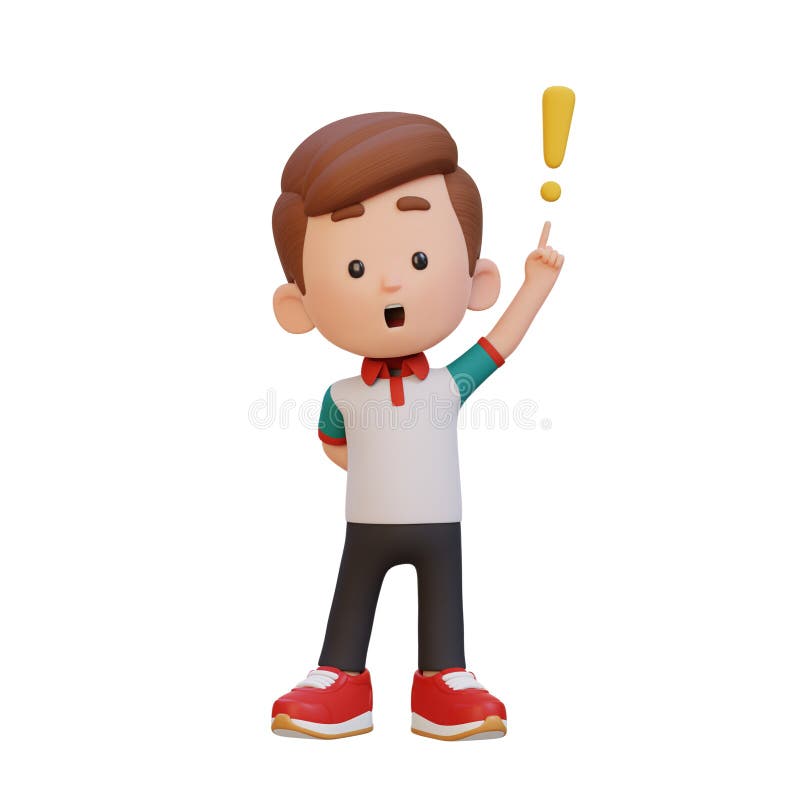 3D cute kid got an idea stock image. Illustration of character - 321396557