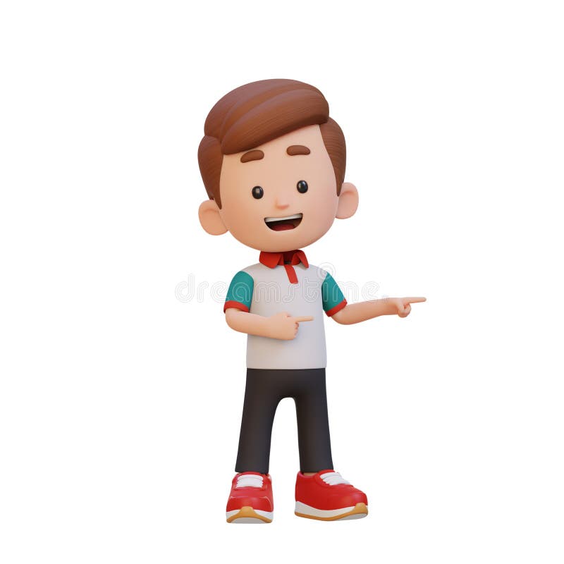 3D Cute Kid Pointing Hand To the Side Stock Photo - Illustration of ...