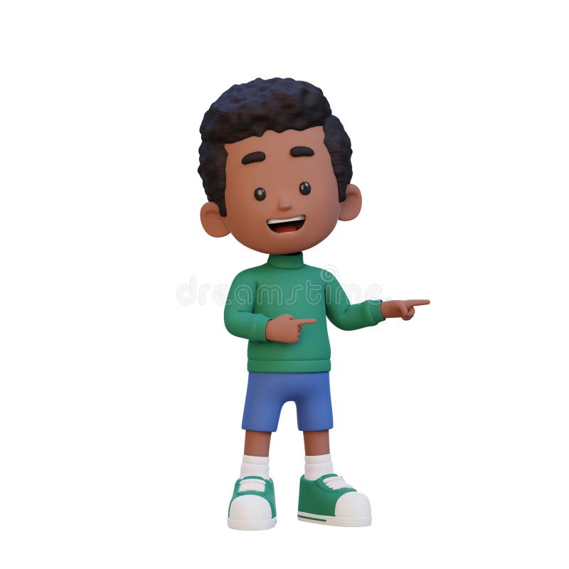 3D Cute Kid Pointing Hand To the Side Stock Illustration - Illustration ...