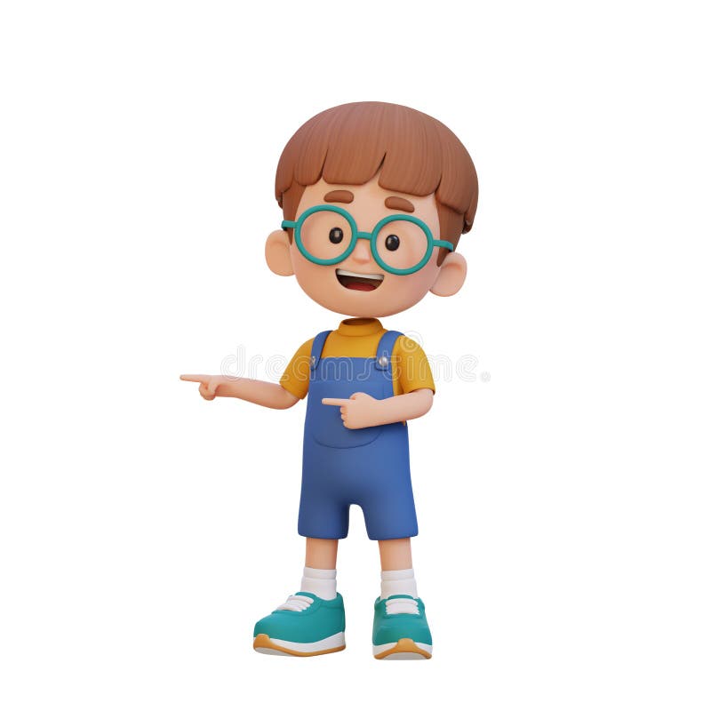 3D Cute Kid Pointing Hand To the Side Stock Image - Illustration of ...