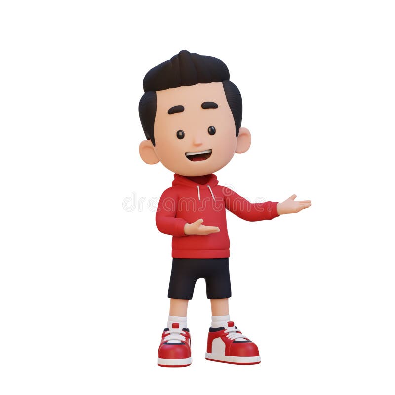 3D Cute Kid Presenting Pose Stock Photo - Illustration of person, cute ...