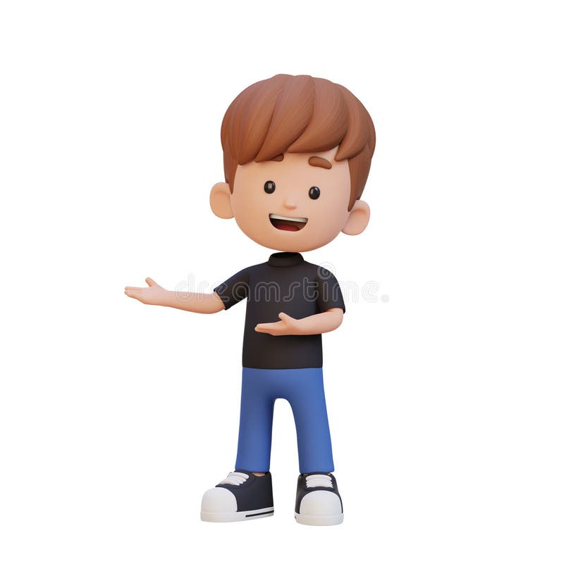 3D Cute Kid Presenting Pose Stock Image - Illustration of happy, cute ...