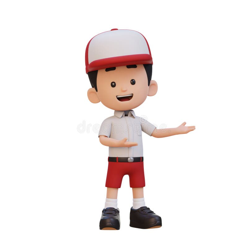 3D Cute Kid Presenting Pose Stock Image - Illustration of character ...
