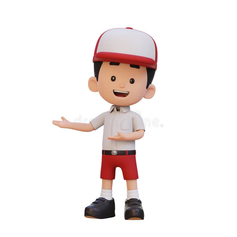 3D Cute Kid Presenting Pose Stock Image - Illustration of pose, young ...