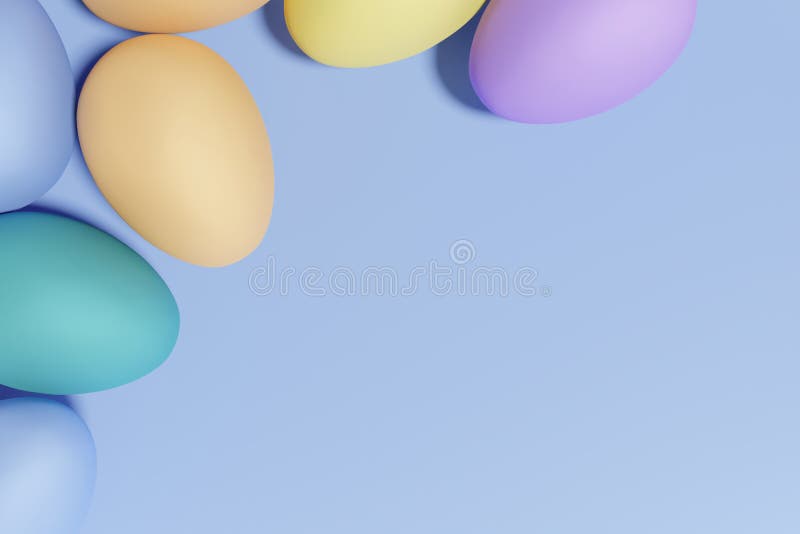 3d Render of Cute Pastel Colored Easter Egg Border Stock Illustration ...