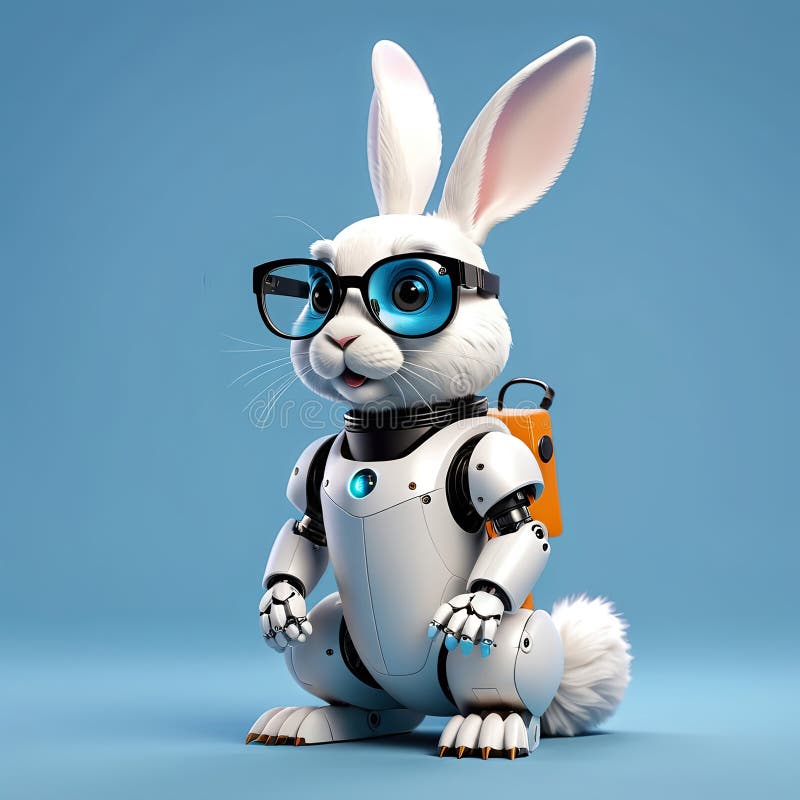 3D Render of a Cute Rabbit Robot, AI Generated Stock Photo - Image of ...