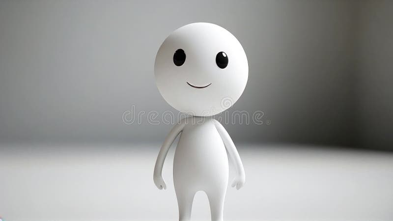 3D Render of a Cute, Simple Character with a Smile is Talking Stock ...