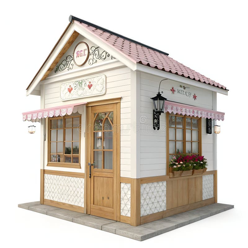 3D Render of Cute Small Shop Isolated on White Background Stock ...
