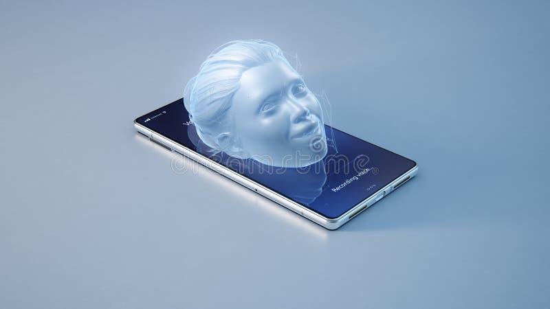 3D Render of Virtual Assistant on Mobile Phone Stock Illustration ...