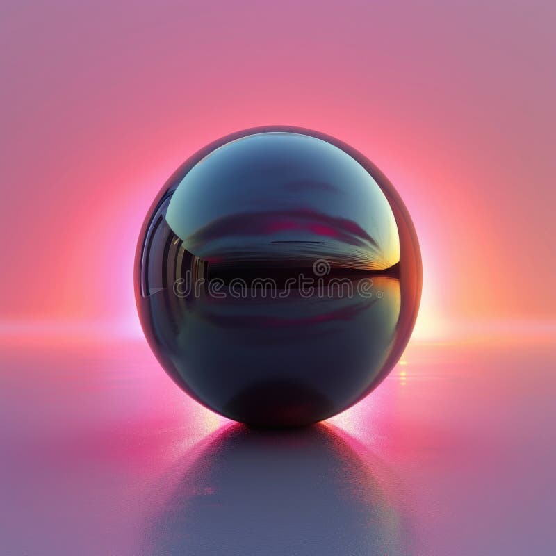3D Render: Dark Black Sphere on Radiant Gradient Backdrop with ...