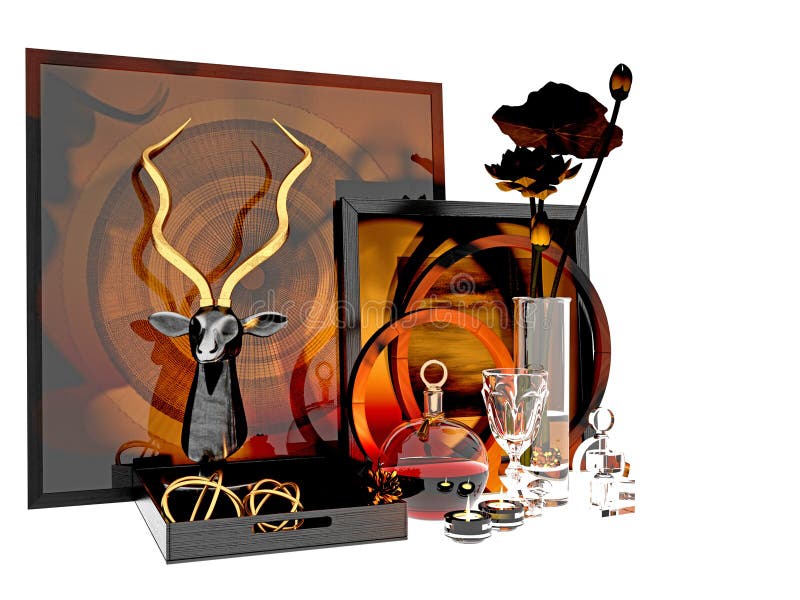 3d render decor set stock illustration. Illustration of contemporary ...