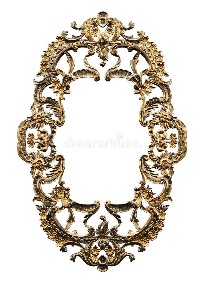 Decorative Golden Vintage Frames, Golden Baroque Frame on White Background. Stock Illustration ...