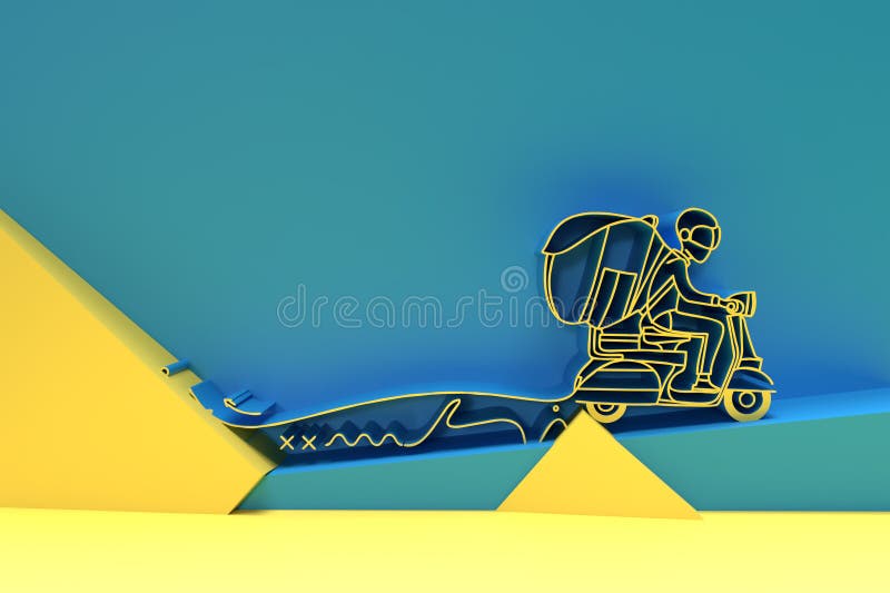 3D Render Delivery Boy Ride Scooter Delivery Service , Order, Fast ...