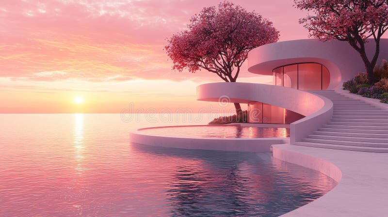A 3D Render Depicting an Abstract Surreal Pastel Landscape with ...