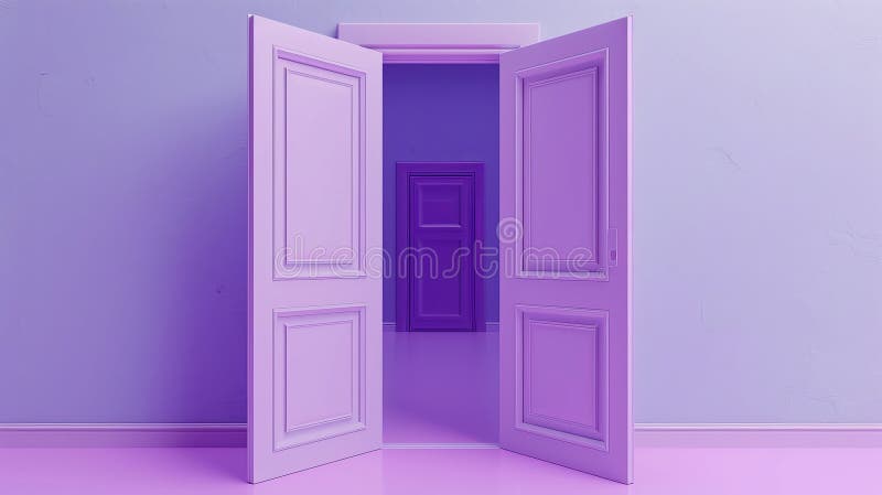 A 3D Render Depicts a Double Door Opening Onto a White Blank Space ...
