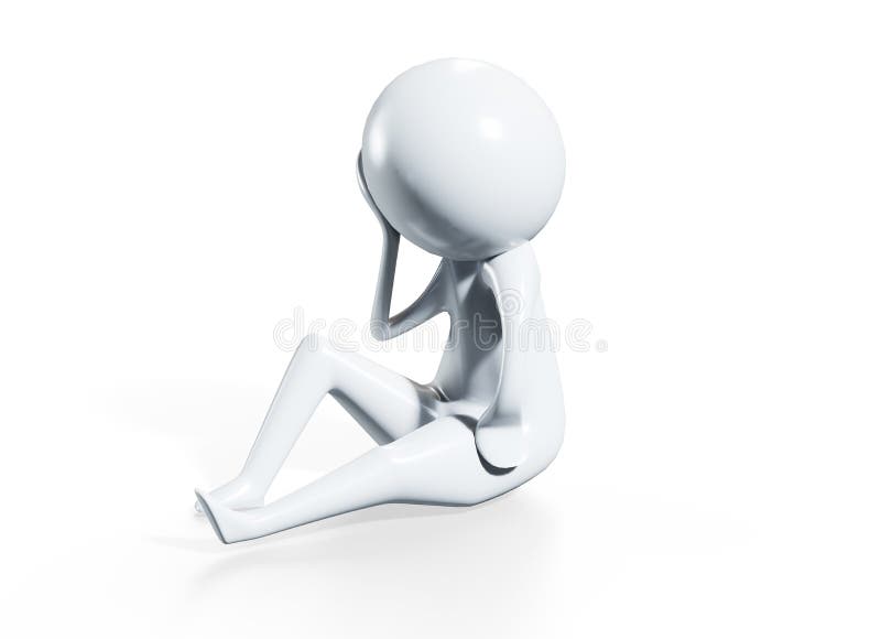 3d Render Depressed Sad Person Illustration Stock Illustration ...