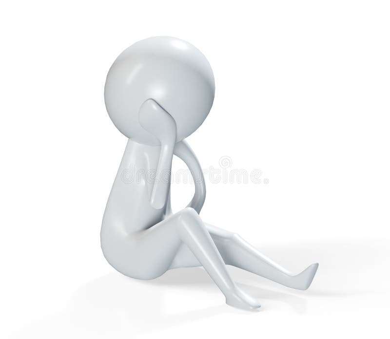 3d Render Depressed Sad Person Illustration Stock Illustration ...