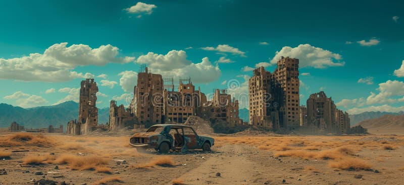 3d Render a Deserted City without People Stock Illustration ...