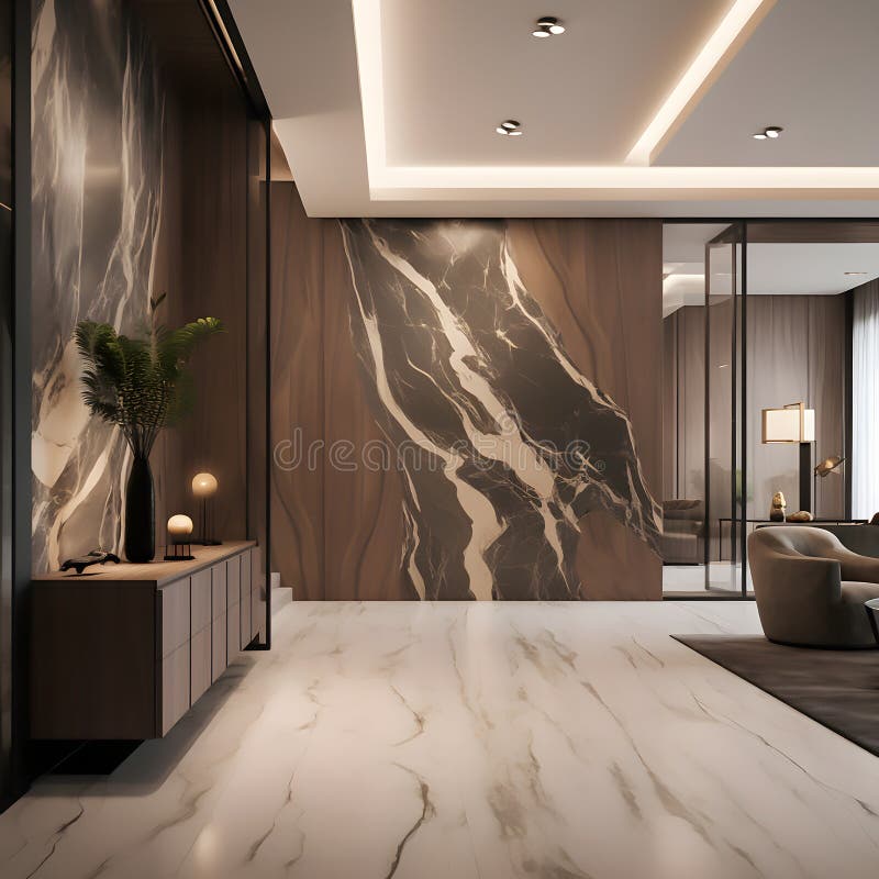 3D Render Design Interior Reception Lobby Hotel Marbling Ai Generator ...