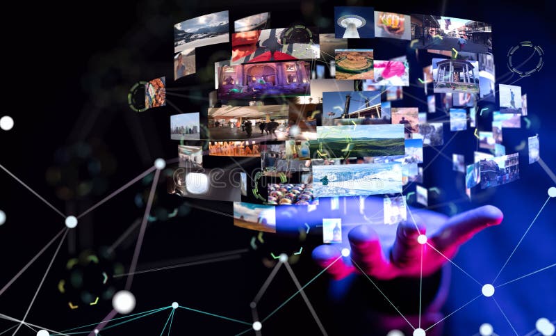 3d Render Design of Streaming Data Pictures and Videos Material in a ...