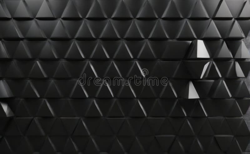 3D Render Design Triangular, Tile Wallpaper with 3D, Black Blocks Stock ...