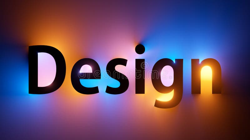 3d Render, Design Word Silhouette Glowing with Colorful Neon Light ...