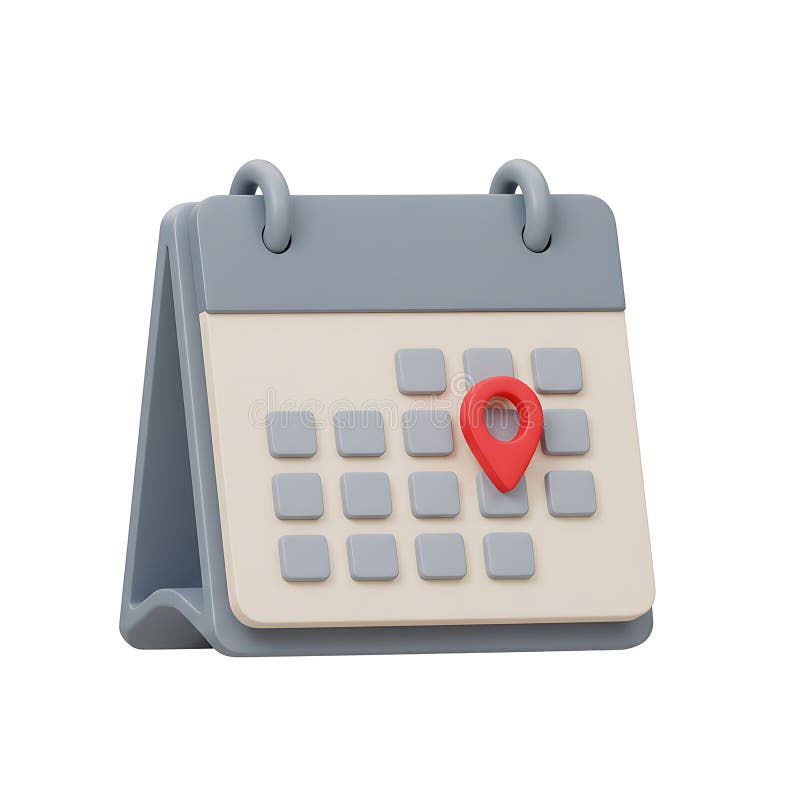 3D Render of Desk Calendar with Location Pin Appointment Reminder ...