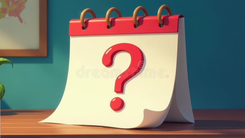 3D Render of a Desk Calendar with a Question Mark - Uncertainty ...
