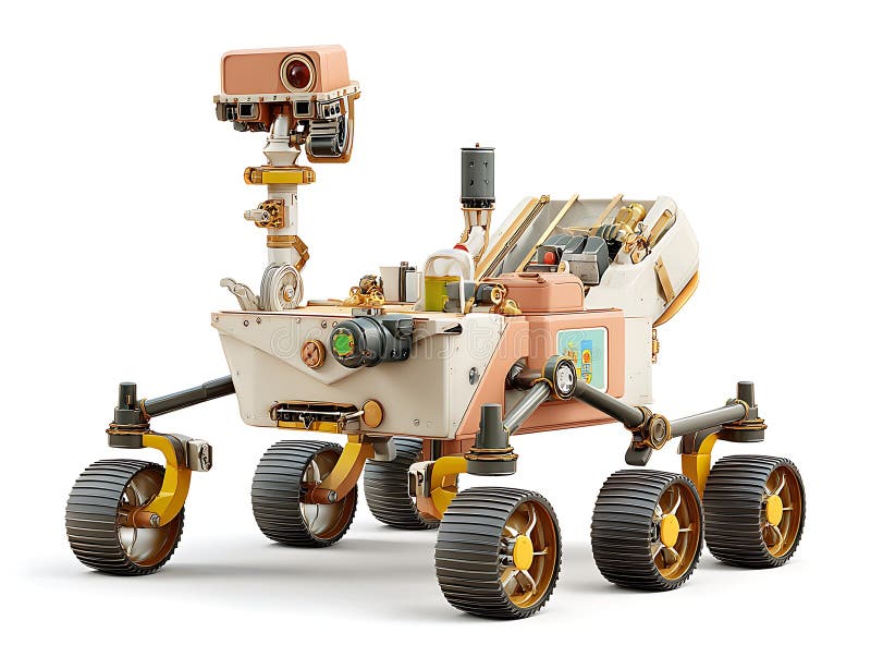 3D Render of a Detailed Mars Rover on White Background Stock ...