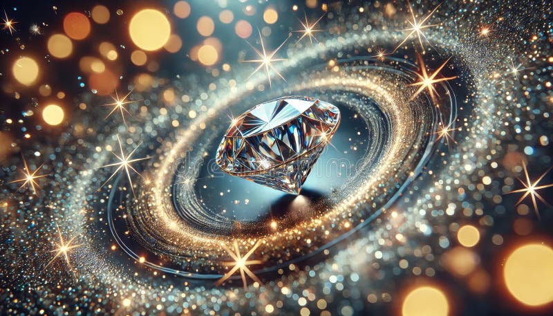 3d Render of Diamond Surrounded by Sparkling Particles Stock ...